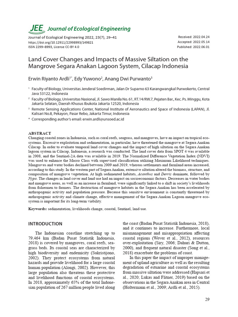 Land Cover Changes And Pdf Mangrove Satellite Imagery