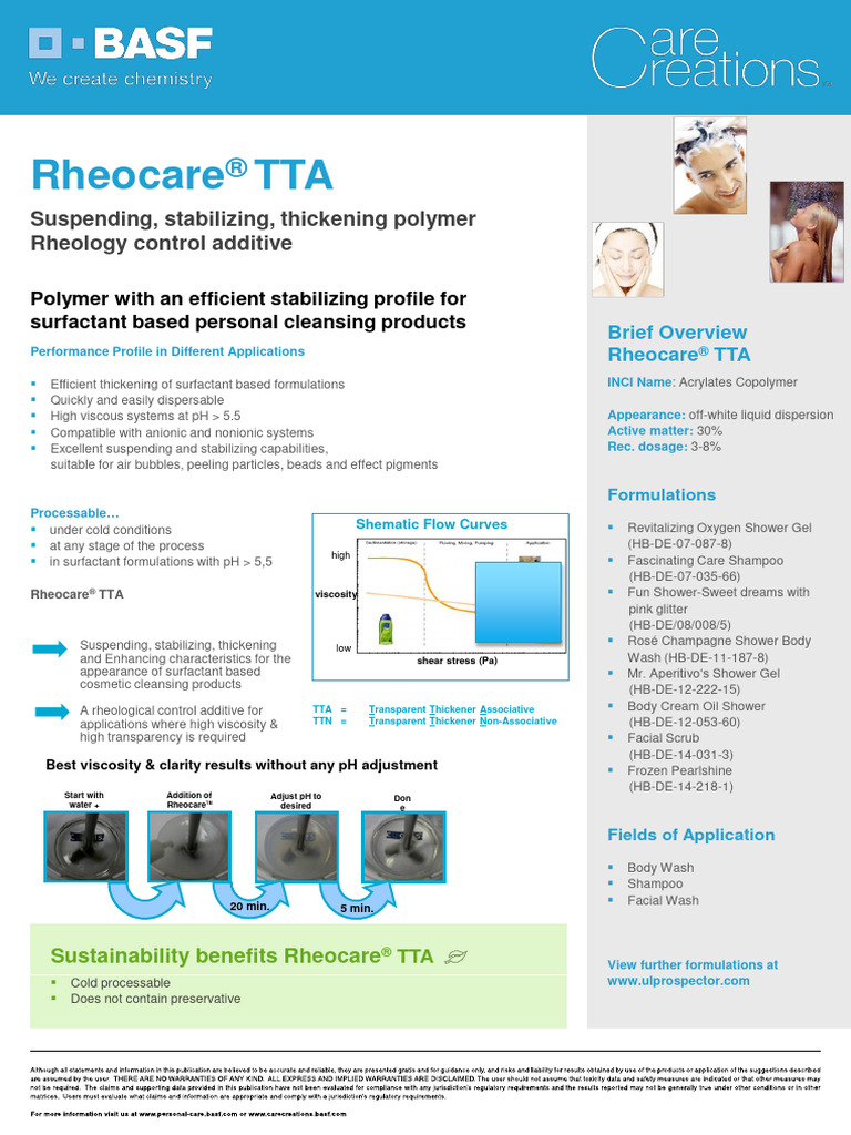 Rheocare TTA (OPP) | PDF | Rheology | Surfactant
