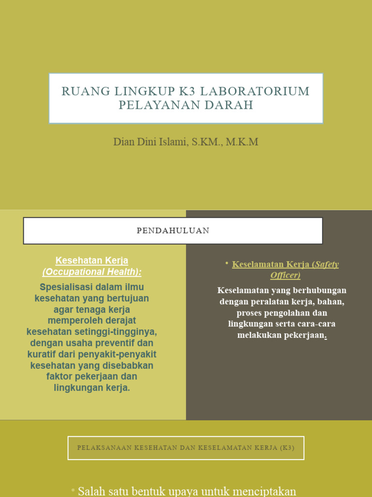 Ruang Lingkup K3 Laboratorium Pelayanan Darah | PDF | Kesehatan Holistik | Sains & Matematika