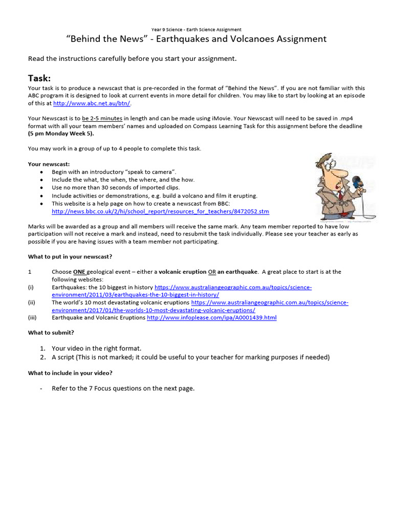 Volcanoes and Earthquakes Assignment MAINSTREAM 2023 | PDF
