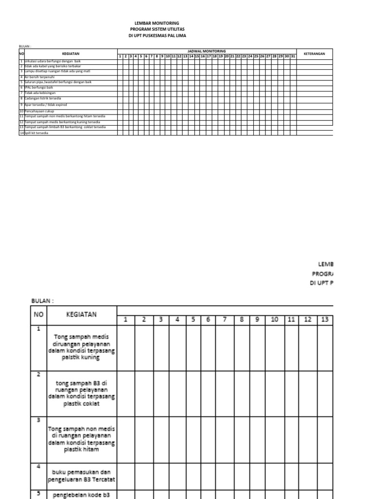Lembar Monitoring Utilitas | PDF
