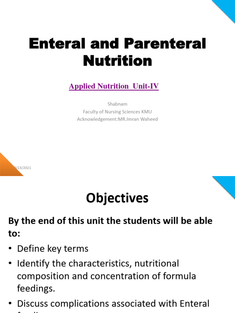 Lect-5. Enteral and Parenteral Nutrition unit-IV | PDF | Infant Formula ...