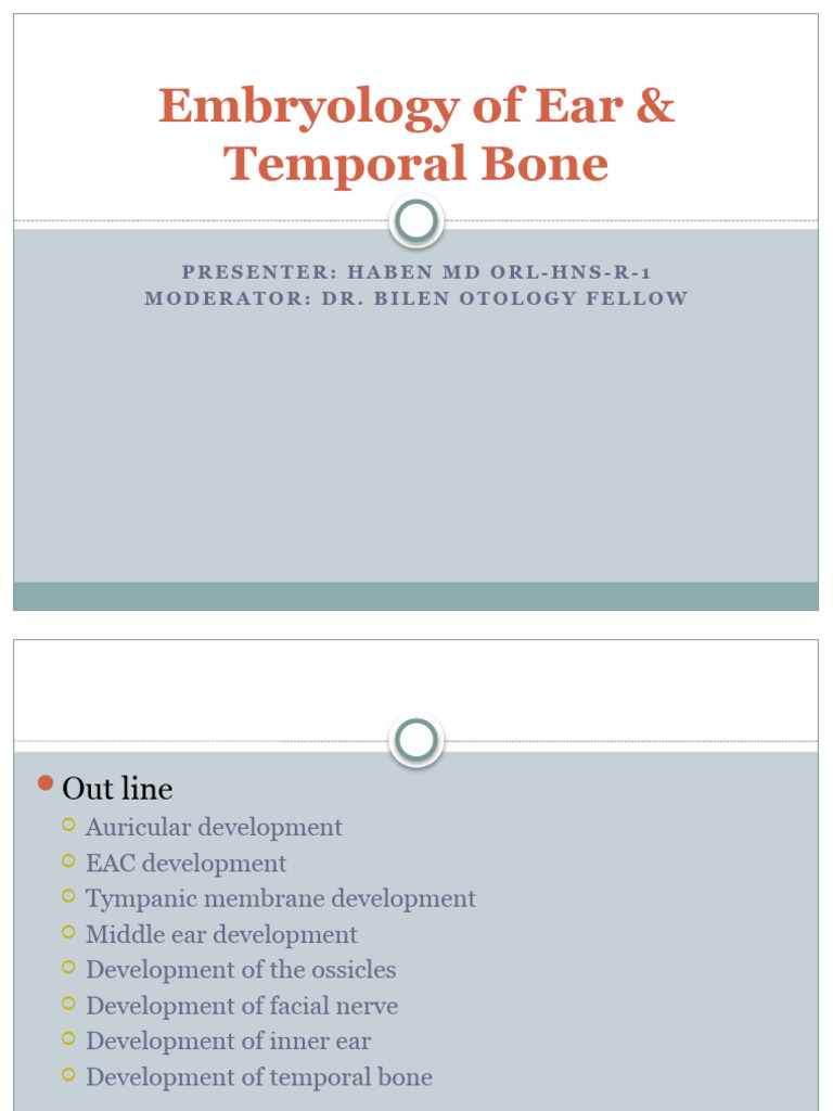 Embryology of Ear & Temporal Bone | PDF | Ear | Human Head And Neck