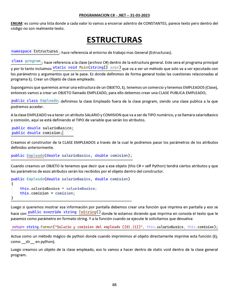 Programación C#: Clases y Estructuras | PDF | Objeto (informática) | C ...