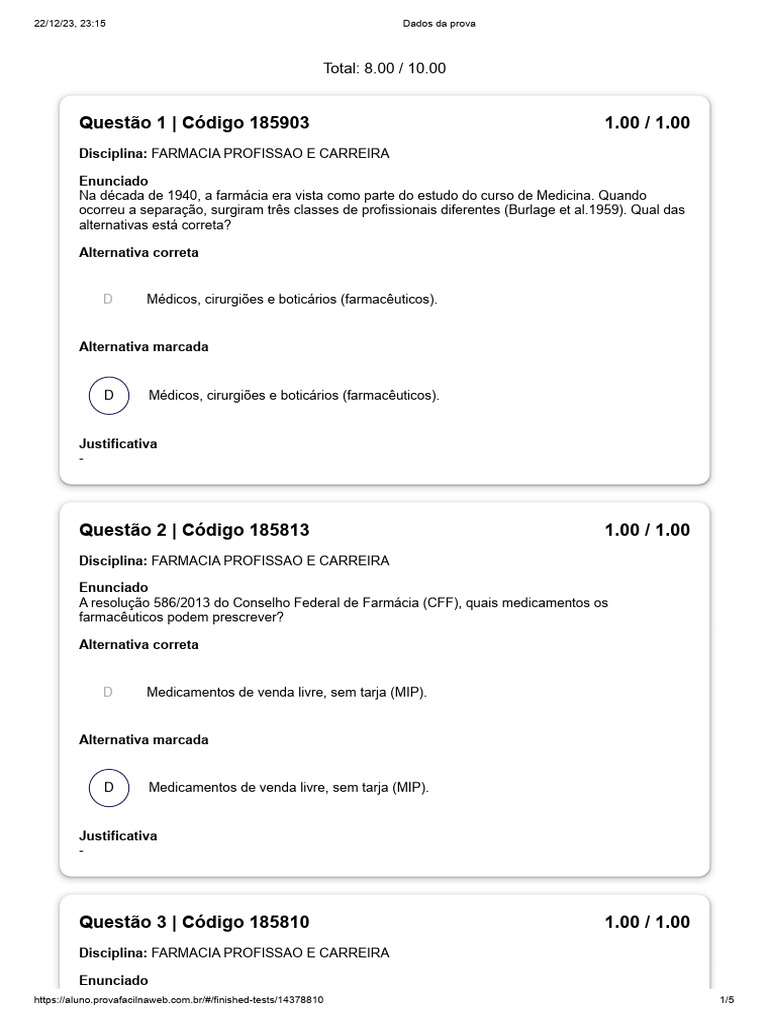 AV2 Disciplinas Farmacia20232 Farmacia Carreira e Profissão Nota 8.0 Gabarito | PDF | Farmácia ...