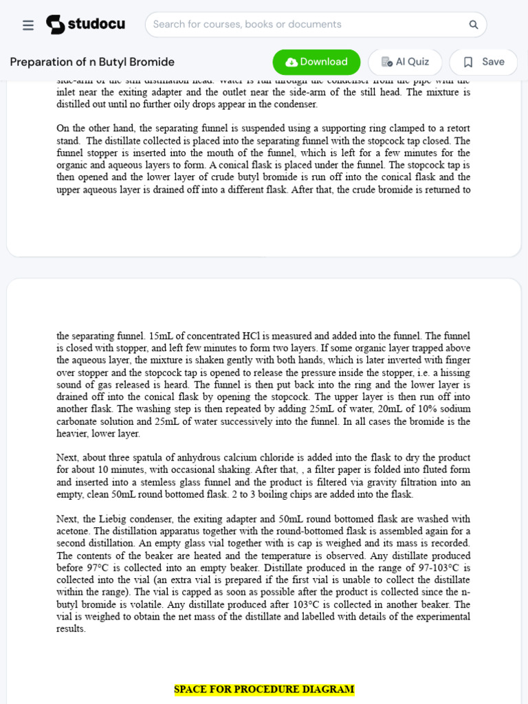 Preparation of N Butyl Bromide - Chemical Equation and Structural ...