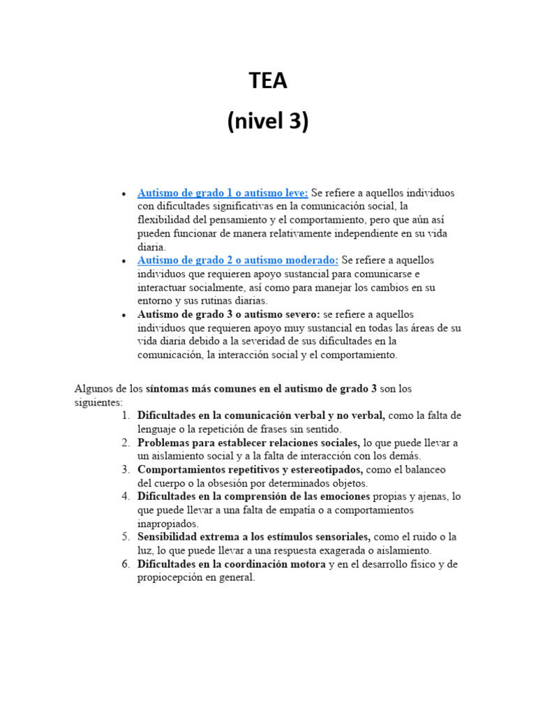 TEA (Nivel 3) : Autismo de Grado 1 o Autismo Leve | Descargar gratis ...