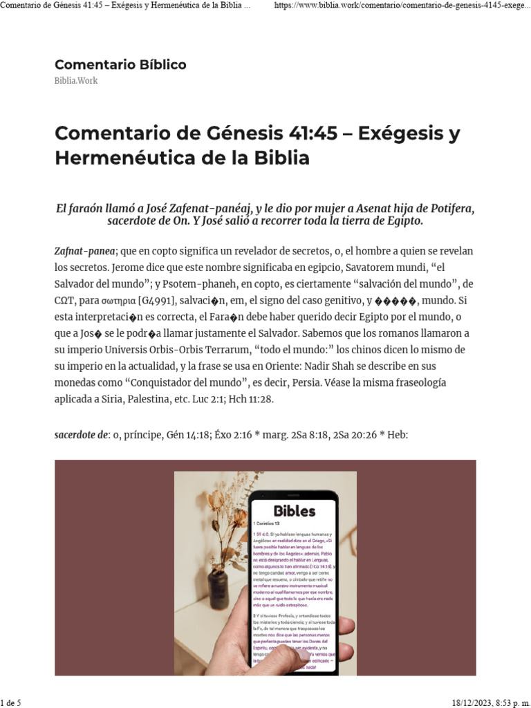 Significado de Zafnat-Panéa en Génesis | PDF | Antiguo Egipto | Biblia