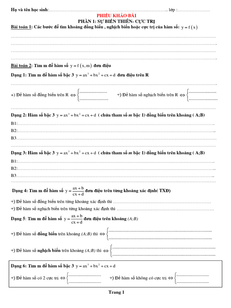 KH o Bài Toán 12 Hki 2023 | PDF