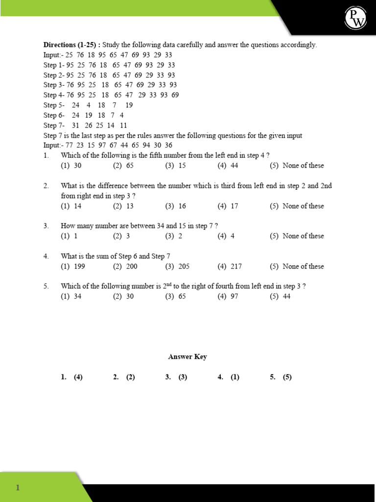 Directions (1-25) : Study The Following Data Carefully and Answer The Questions Accordingly ...