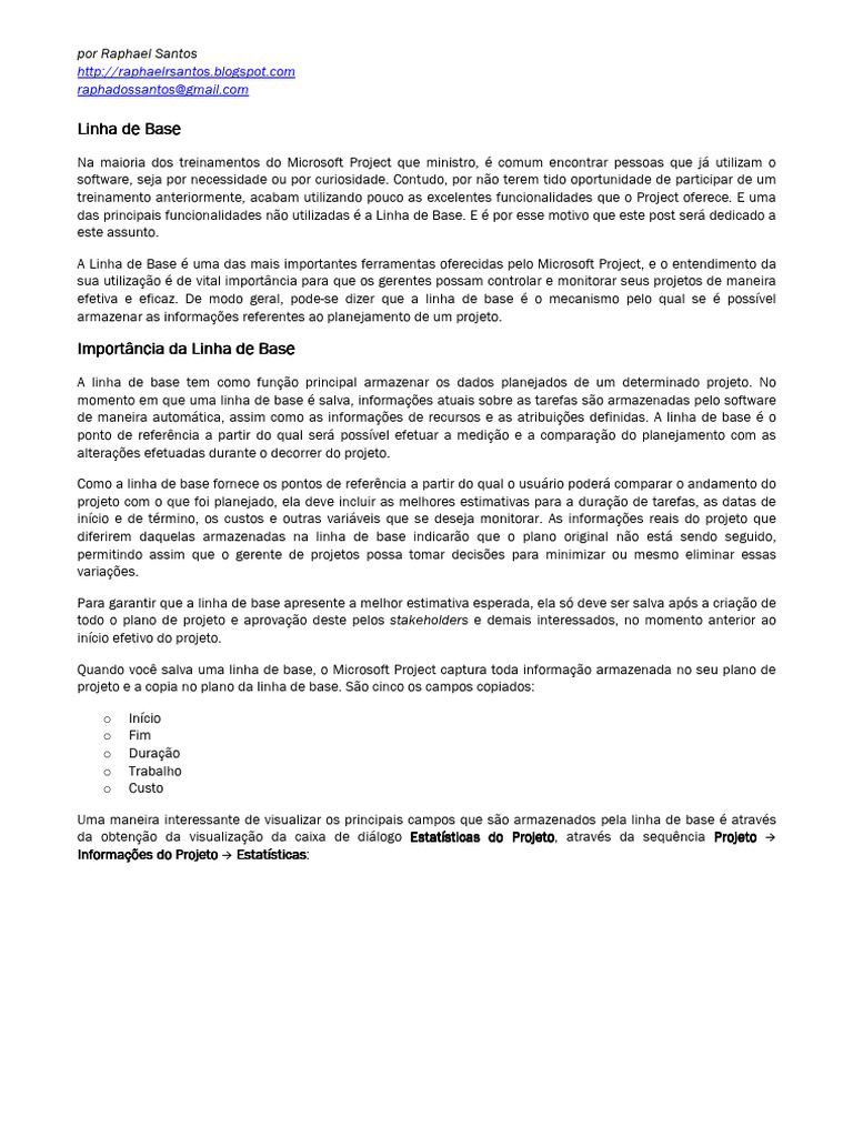 Microsoft Project Professional 2010 - Linha de Base | PDF | Informática