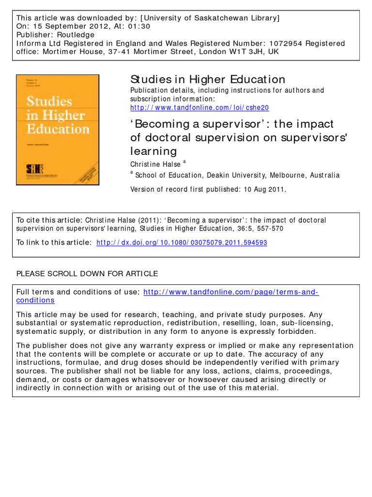 Halse 2011 | PDF | Doctor Of Philosophy | Doctorate