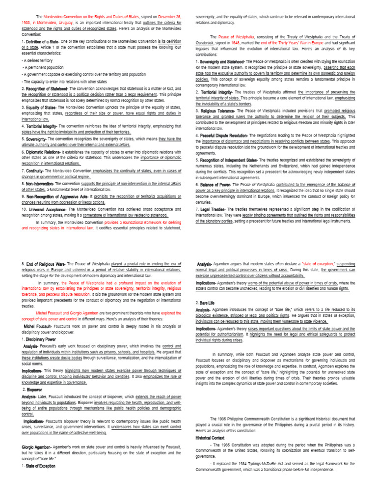 Montevideo Convention: Key Principles Explained | PDF | Sovereign State ...