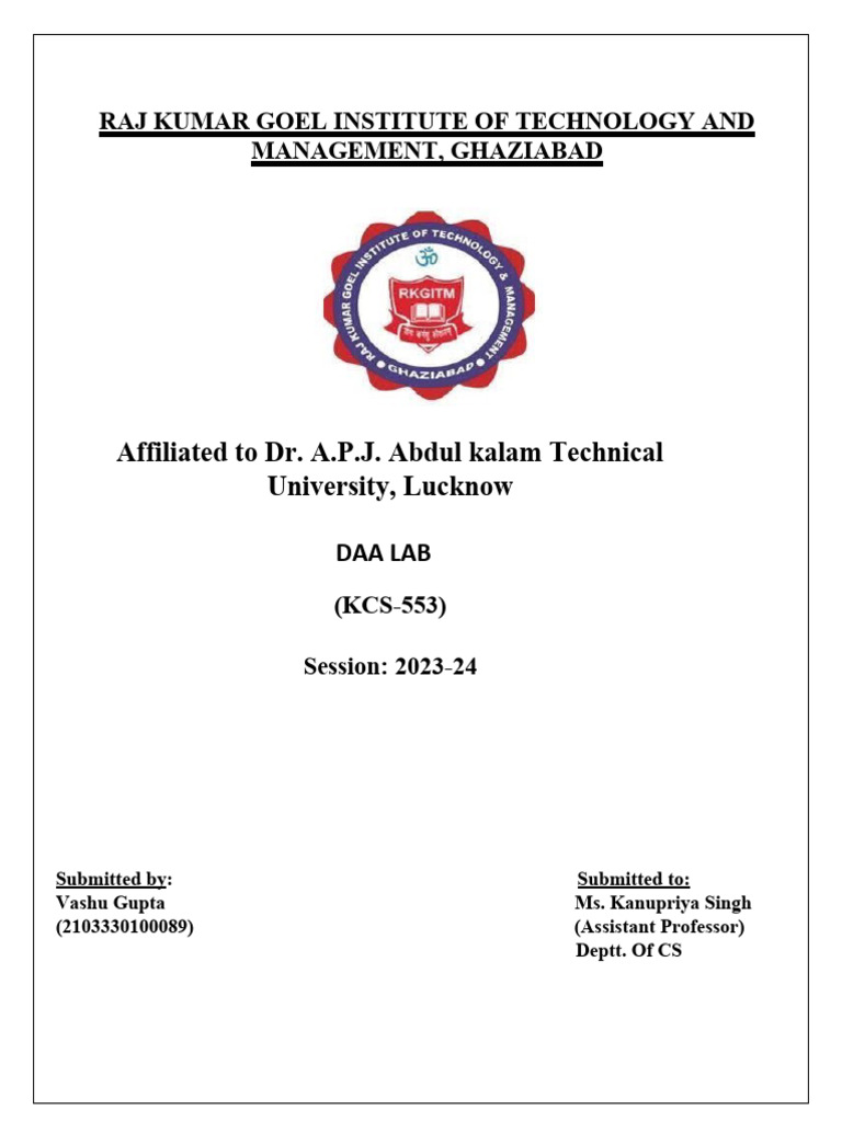 DAA Lab Programms | PDF | Algorithms | Mathematical Logic