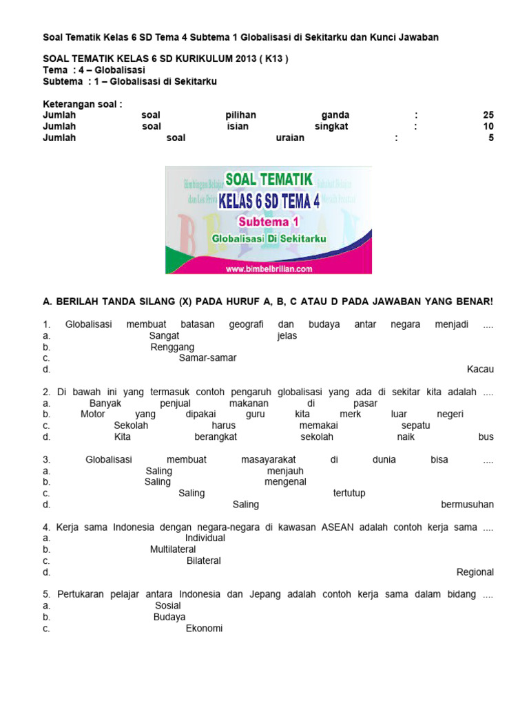 Soal Kelas 6 Tema 4 SB 1 | PDF