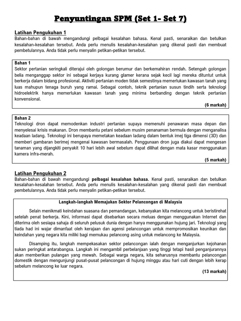 Penyuntingan SPM (Set 1 - Set 7) | PDF