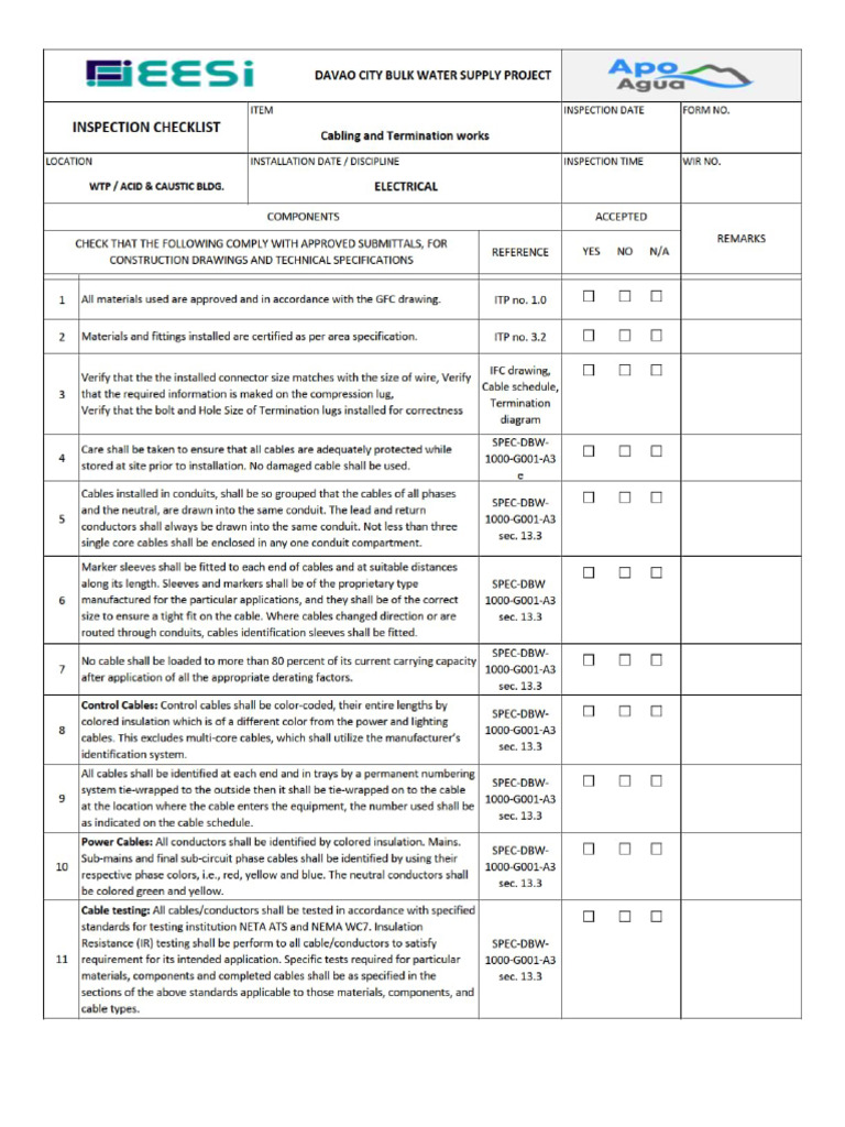 CHECKLIST & ITP - Contact Resistance | PDF