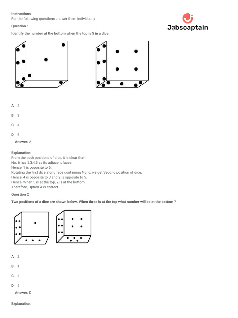 Dice Reasoning Questions For Ssc Cgl Pdf Dice