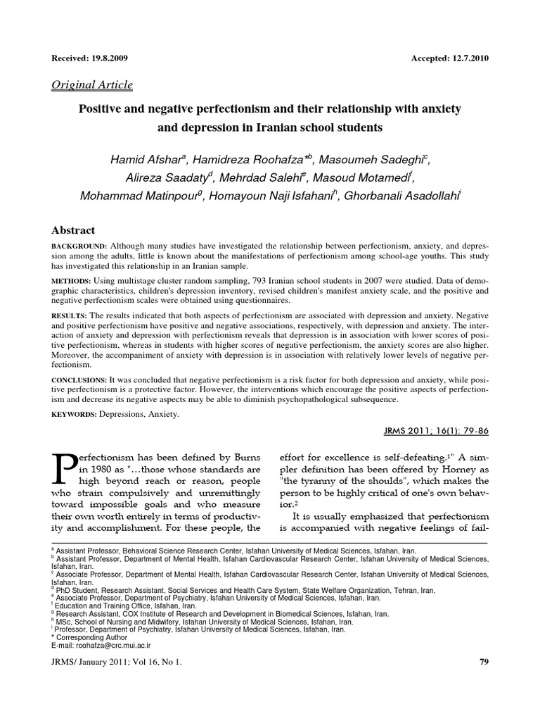 Positive and Negative Perfectionism | PDF