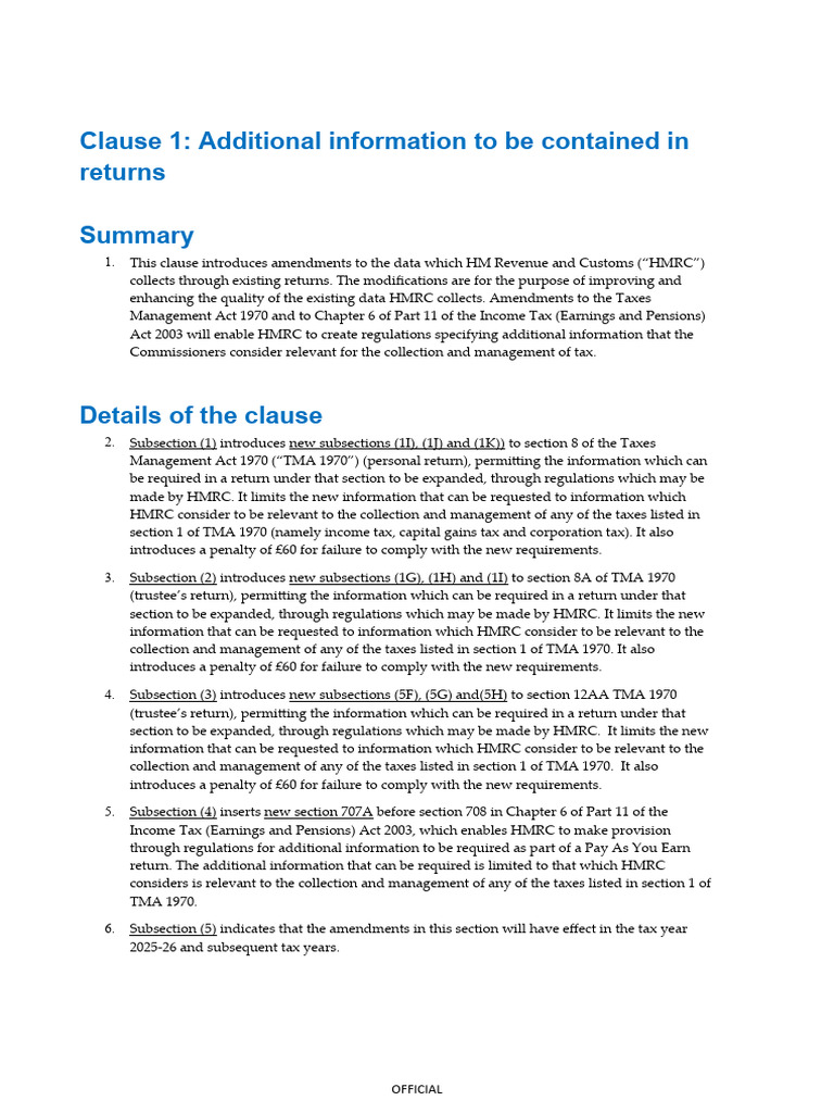 Change To Data HMRC Collects From Customers Explanatory Note | PDF