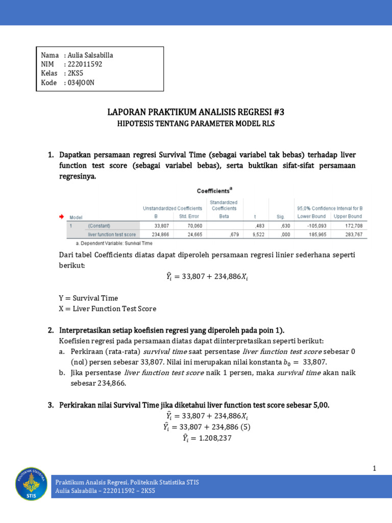 Hipotesis Parameter Model RLS | PDF