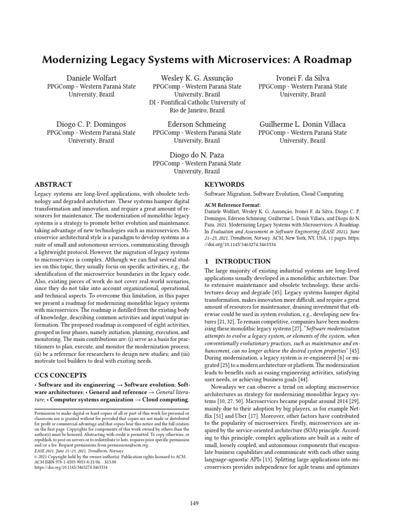 Modernizing Legacy Systems with Microservices A Roadmap | PDF