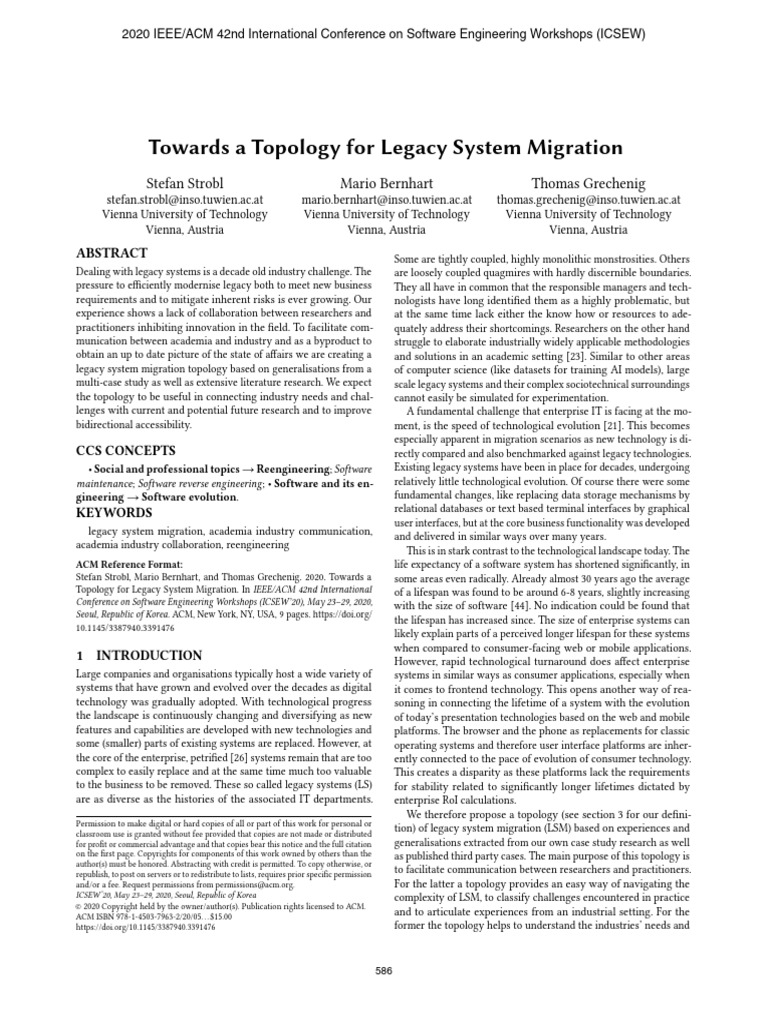 Towards A Topology For Legacy System Migration | PDF