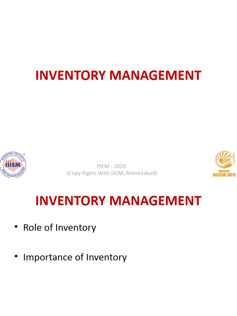 Inventory Management | PDF | Inventory | Supply Chain