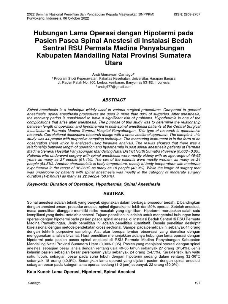 Jurnal Lama Operasi | PDF | Anesthesia | Symptoms And Signs