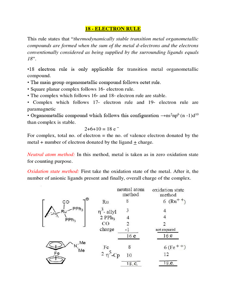 3.-18-Electron-Rule | PDF | Coordination Complex | Molecules