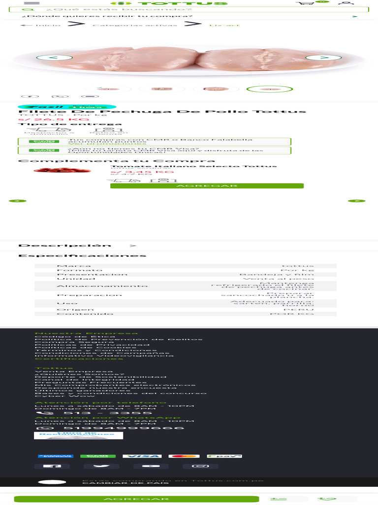 Filete De Pechuga De Pollo Tottus | PDF