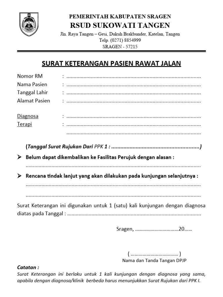 15n SURAT KETERANGAN Pasien Rawat Jalan | PDF