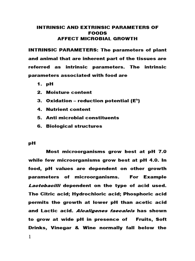 Intrinsic and Extrinsic Parameters of Foods | PDF | Ph | Meat