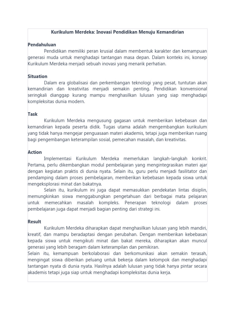 Contoh Essay Sederhana S.T.A.R | PDF