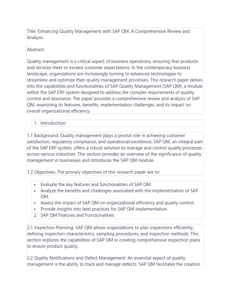 Sap QM | PDF | Quality Management | Economies