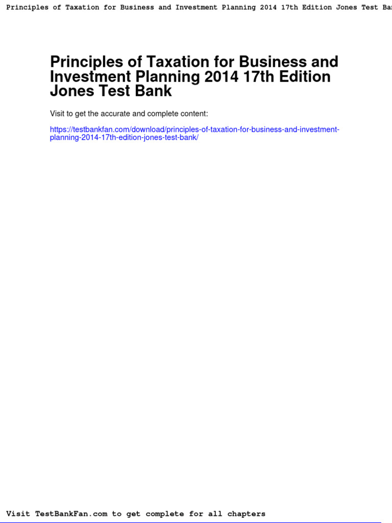 Principles of Taxation For Business and Investment Planning 2014 17th ...