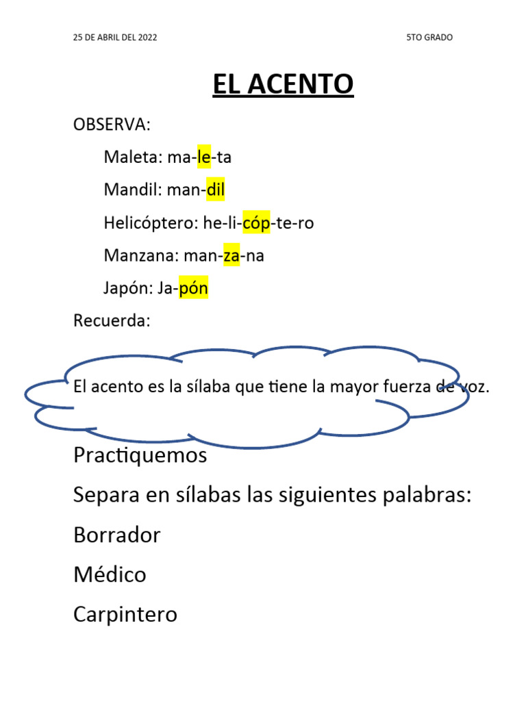 Clasificación de Palabras por Acento | PDF