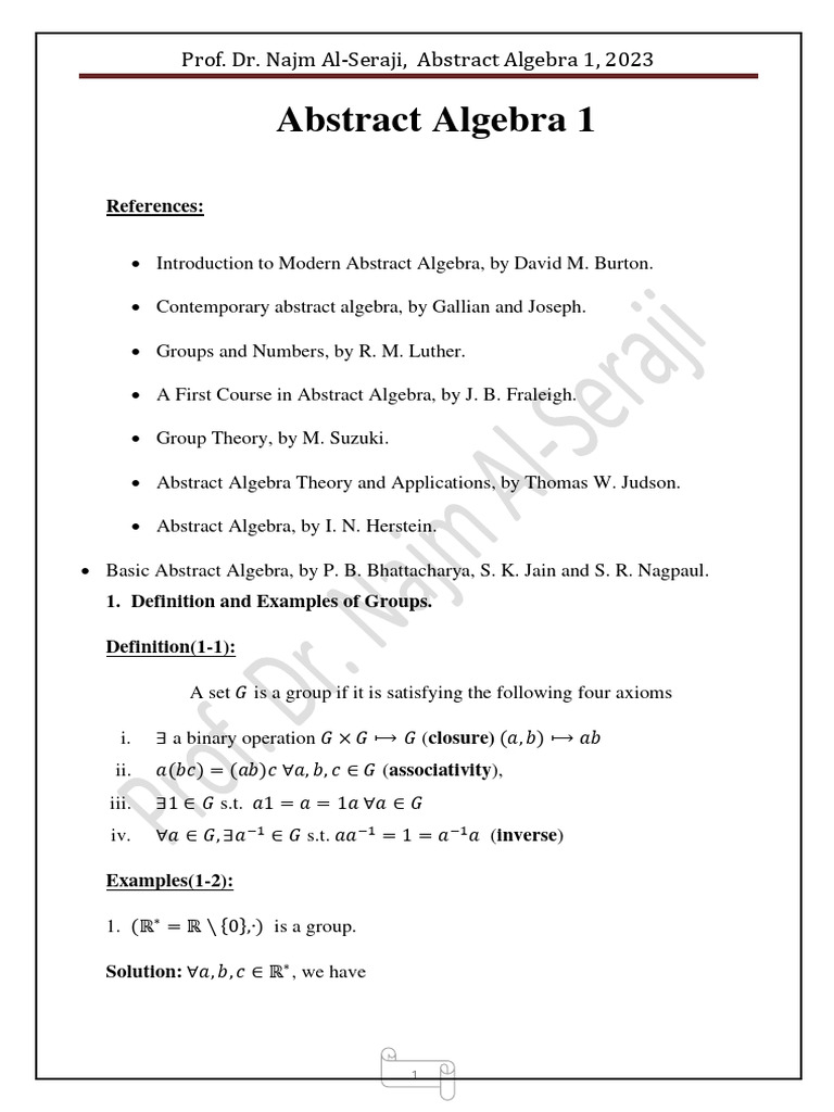 جبر مجرد 1 | PDF