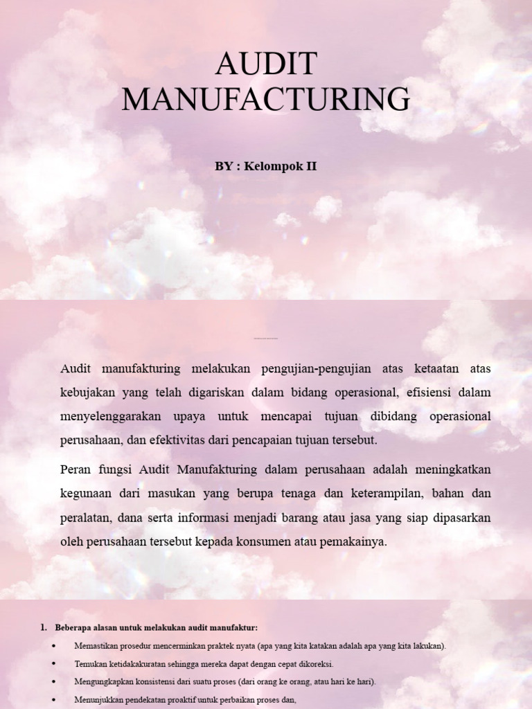 Audit Manufaktur: Proses dan Tujuan | PDF | Bisnis | Komputer