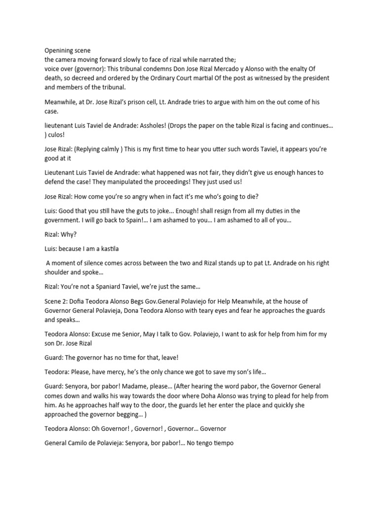 English Script For Rizal Execution PDF | PDF