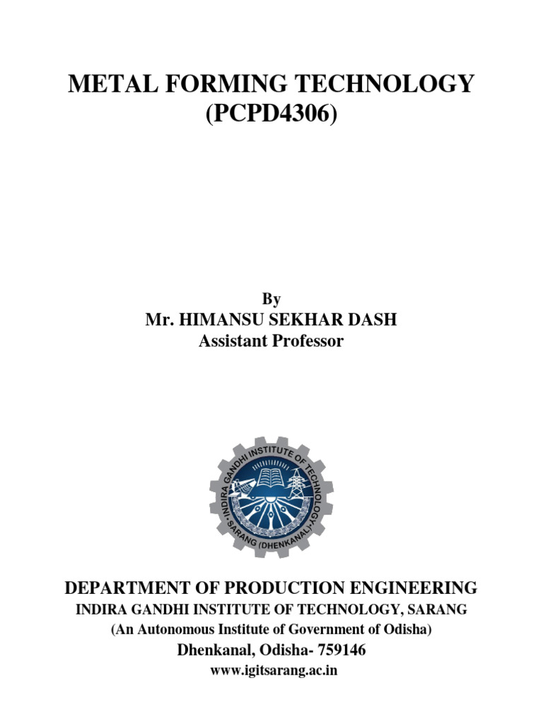 Metal Forming Technology Course Syllabus | PDF | Plasticity (Physics ...