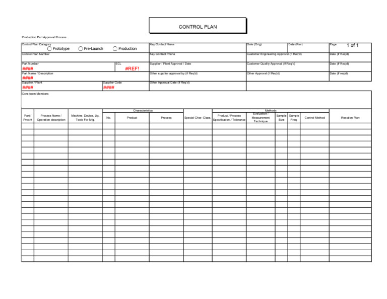Control Plan Form | PDF