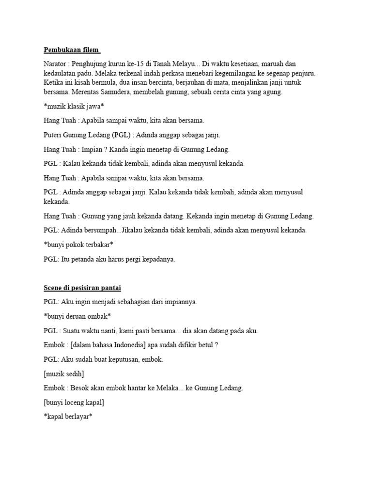 Skrip Filem Puteri Gunung Ledang | PDF