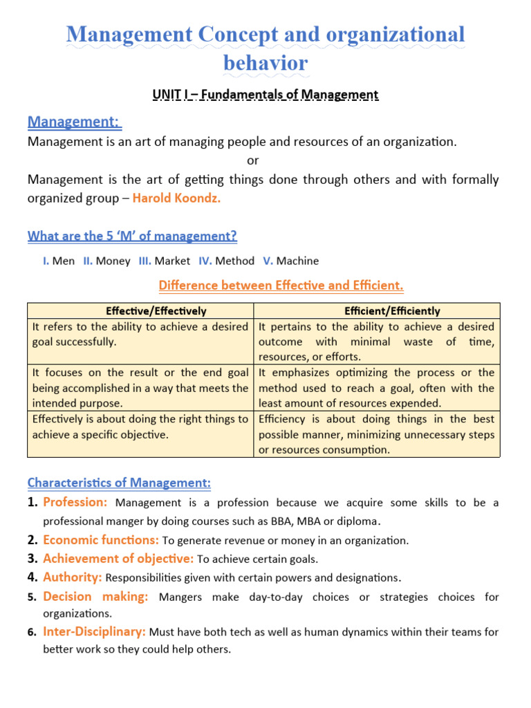 Management Concept and Organizational Behavior | PDF
