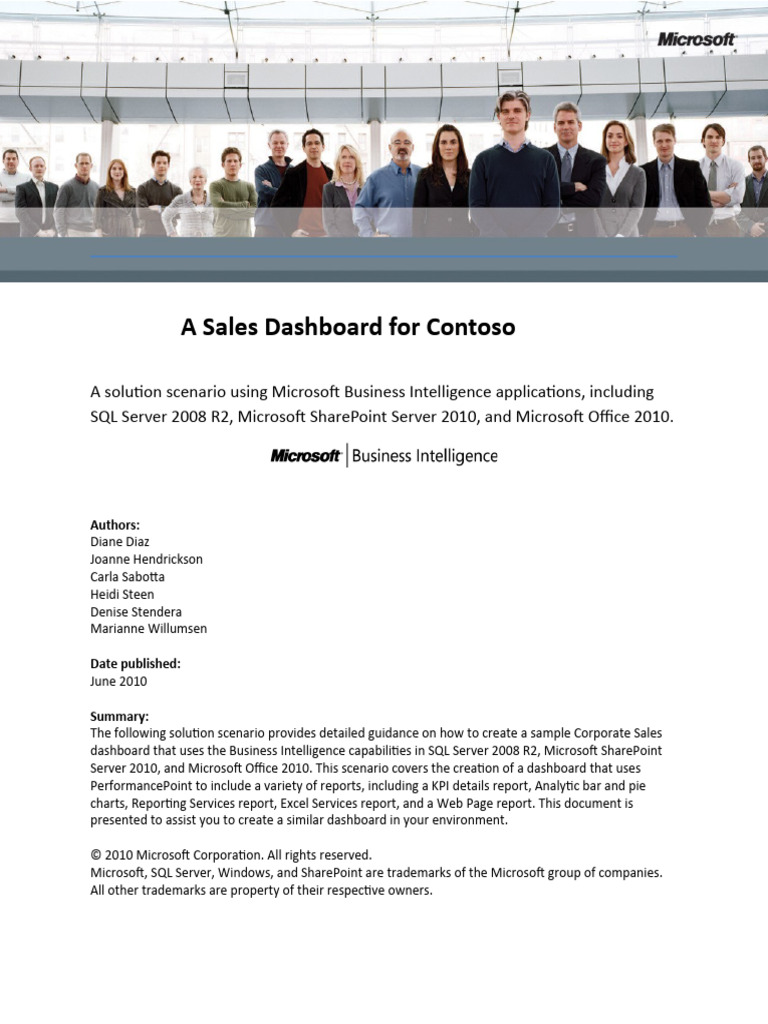 Creating and Using a Sales Dashboard1 | PDF | Share Point | Microsoft Sql Server