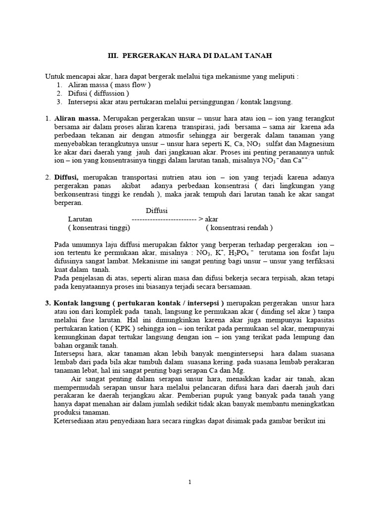Mekanisme Pergerakan Hara dalam Tanah | PDF | Sains & Matematika
