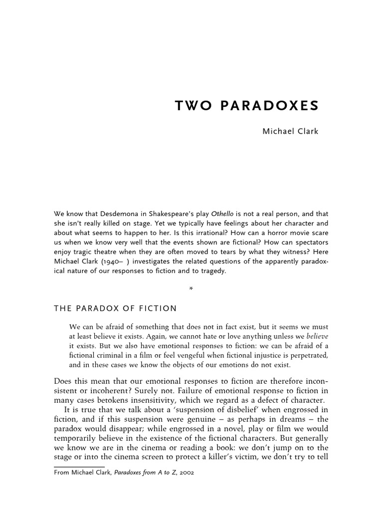 Two Paradoxes | PDF | General Fiction