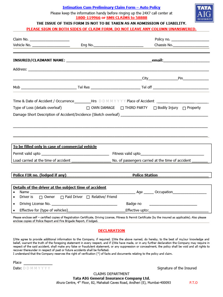 Motor Claim Form | PDF | Driver's License | Justice