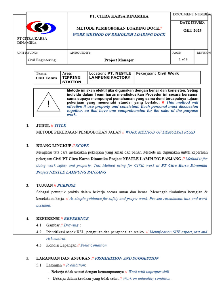 Metode Pembobokan Jalan | PDF