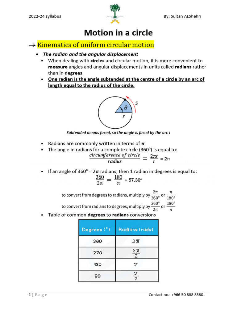 Motion in A Circle | PDF | Acceleration | Velocity